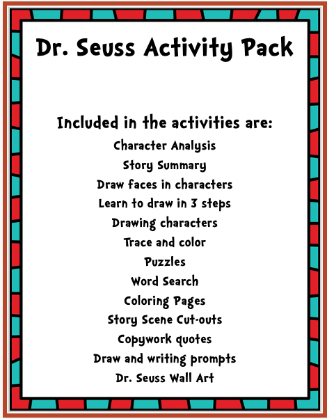 Dr. Seuss Activity Pack – Homeschool and Humor